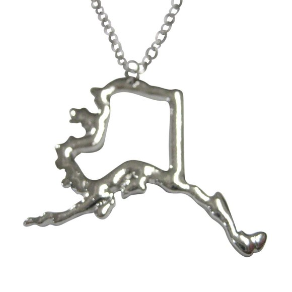 Kiola Designs | Accessories | Alaska State Map Outline Necklace | Poshmark